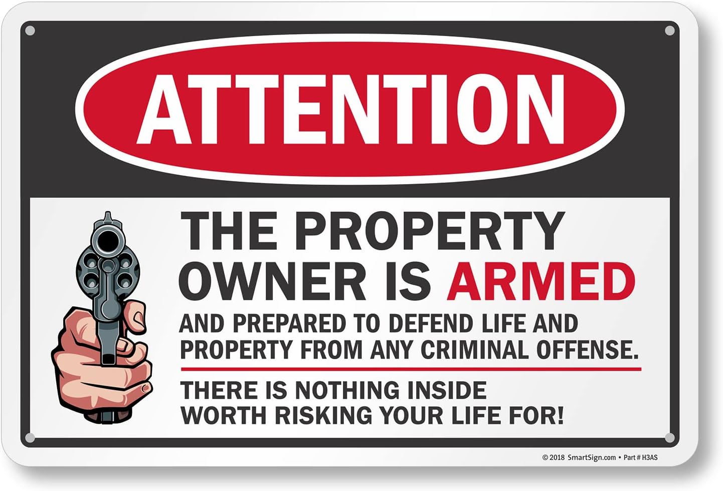 Amazon.com: SmartSign 12 x 18 inch “Attention - Property Owner is Armed ...