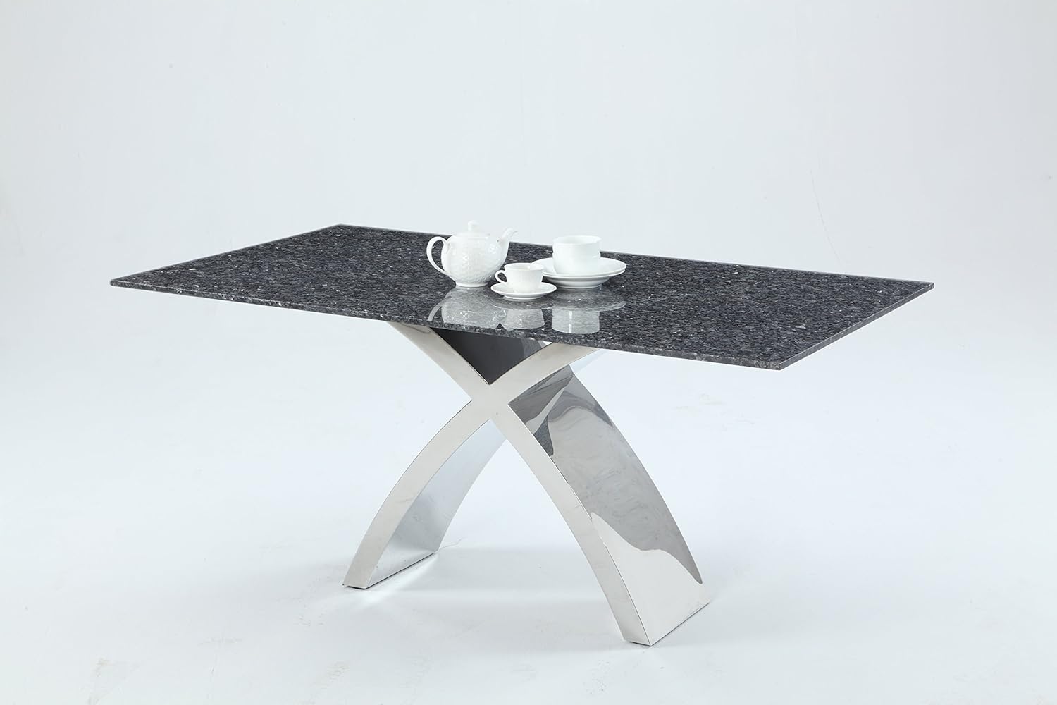 Amazon.com - Milan DT Iris Blue Pearl Granite Dining Table with X ...