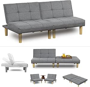 Amazon.com: KAIRUITUCH 3-in-1 Convertible Futon Sofa Bed Twin, Loveseat ...