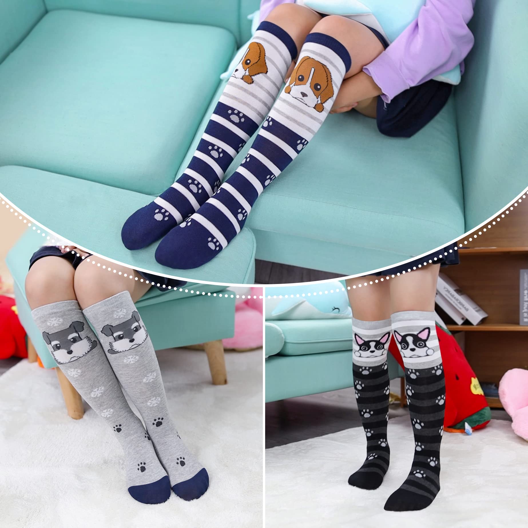 Snapklik.com : LINEMIN 3-12 Years Girls Knee High Socks Kids Cartoon ...
