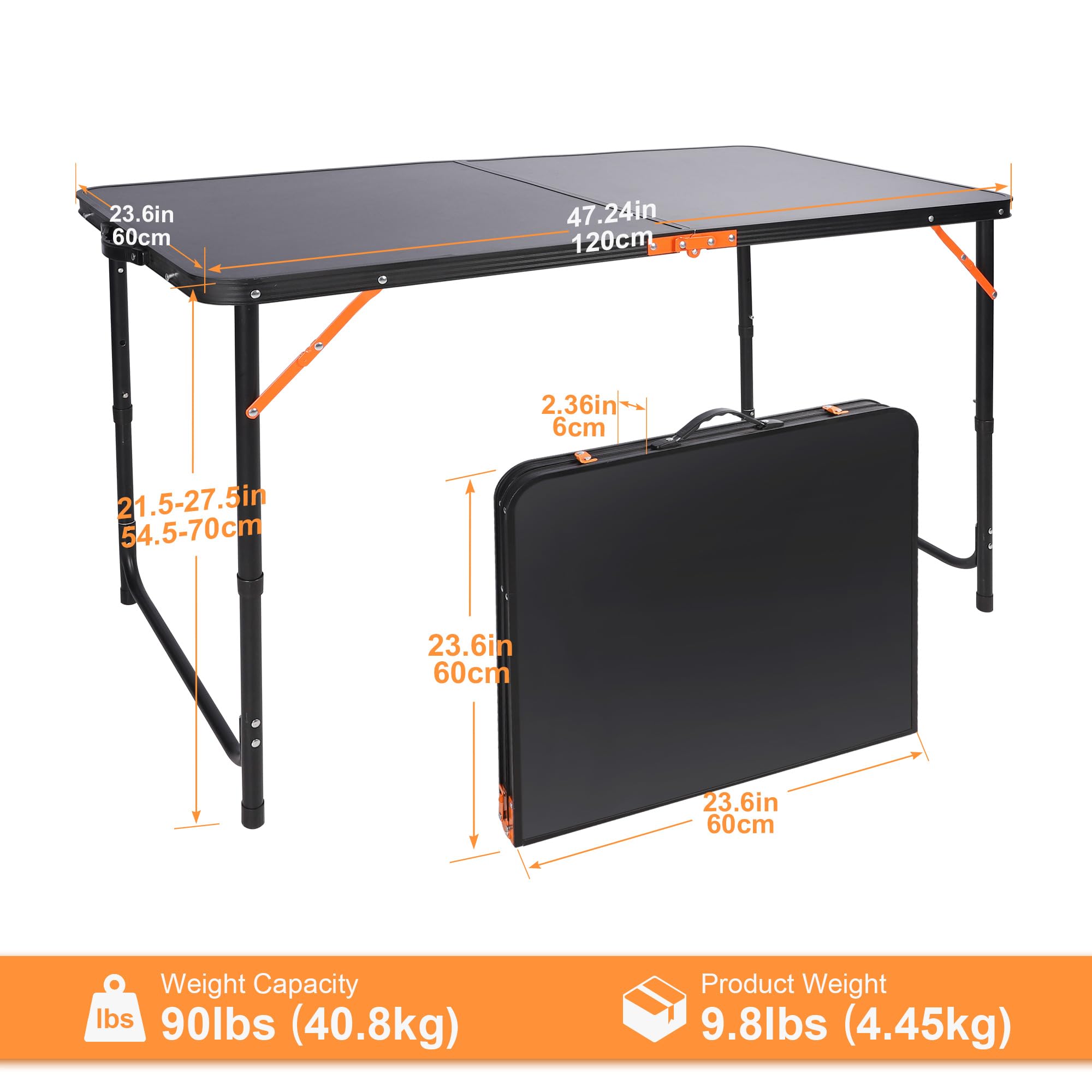 Snapklik.com : Folding Camping Table,Outdoor Adjustable Height Table ...