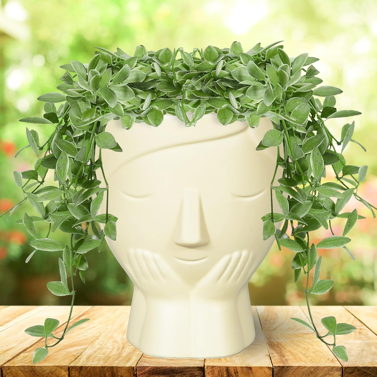 Amazon.com: TSUNESLUX Face Planter Pot, Succulent Planter, Ceramic Head ...
