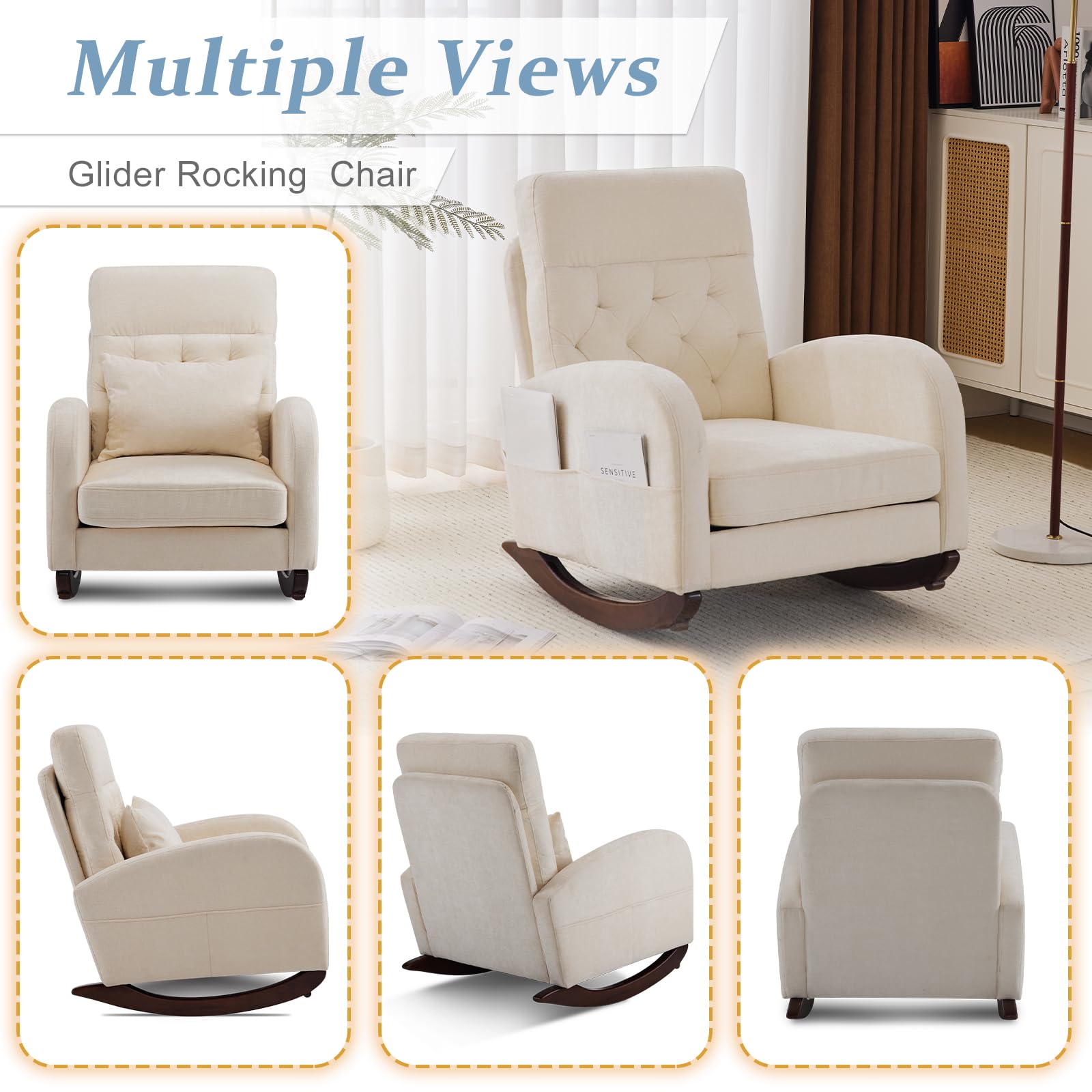 Nursery Glider Rocking Chair Modern Upholstered Rocking Chair – Nursery ...
