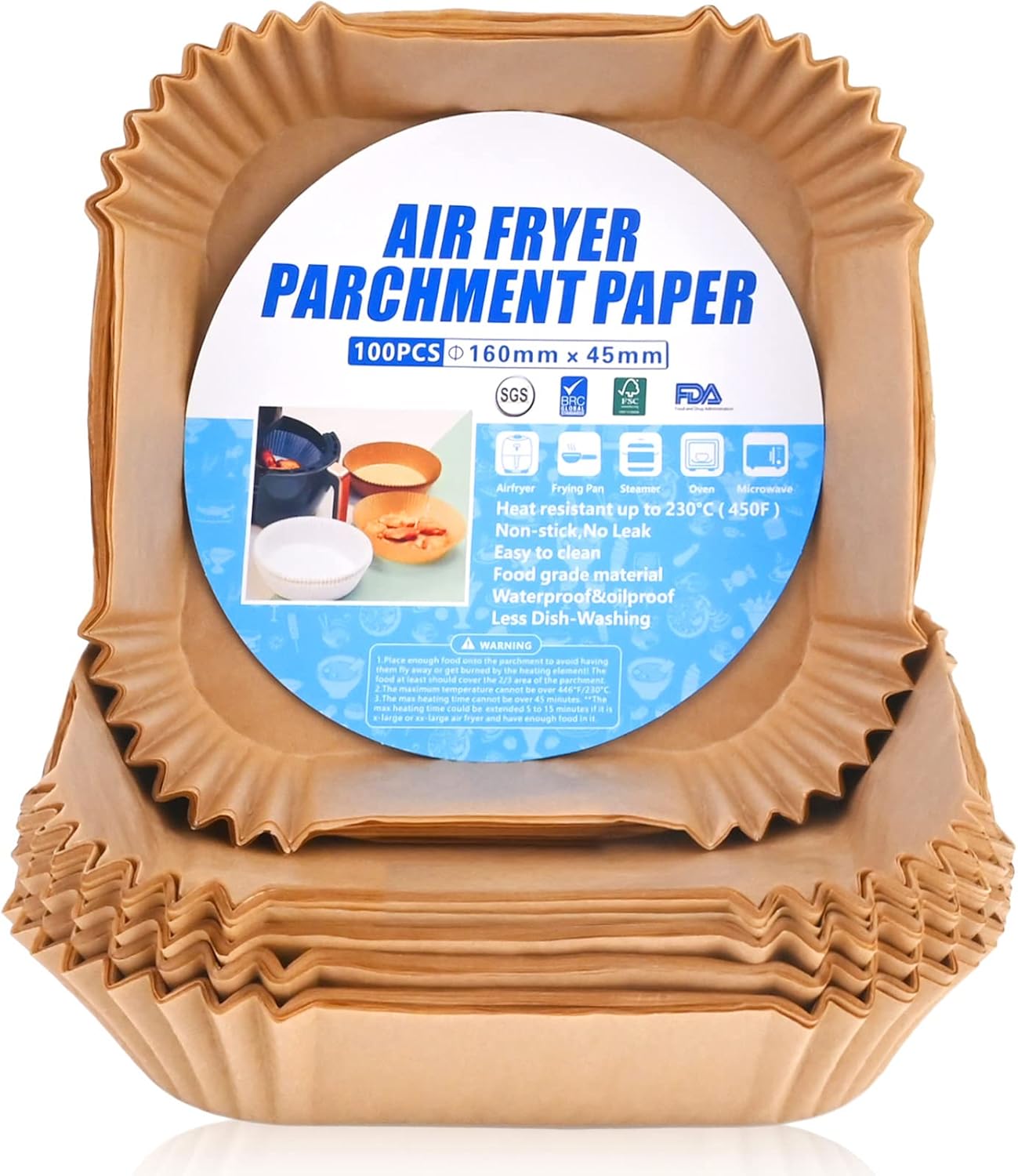 WMKGG Square Air Fryer Parchment Paper Liner, 6.3 inch-100PCS ...