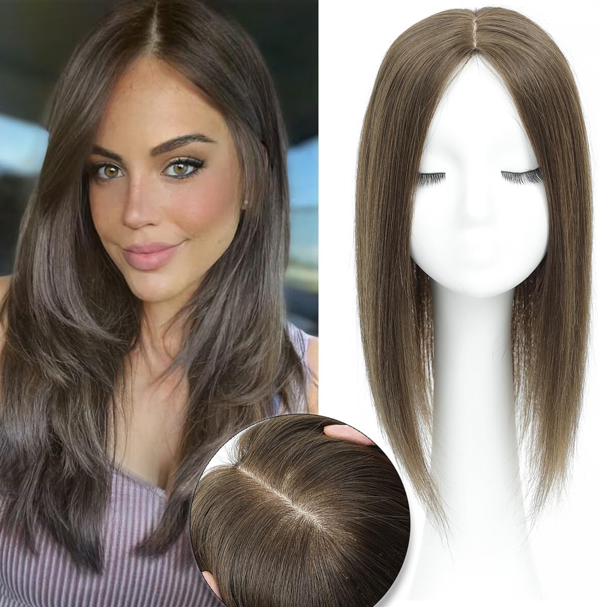 Hair Toppers for Thinning Hair Women Real Hairs 16Inch Hairs Topper 7 * ...