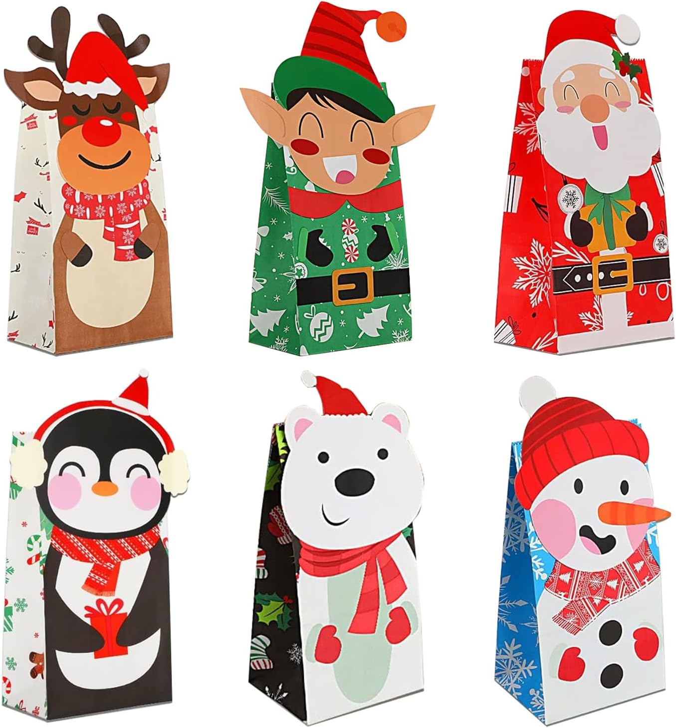 Amazon.com: Haobell Christmas Treat Bags, 24 Pcs Christmas Paper Bags ...