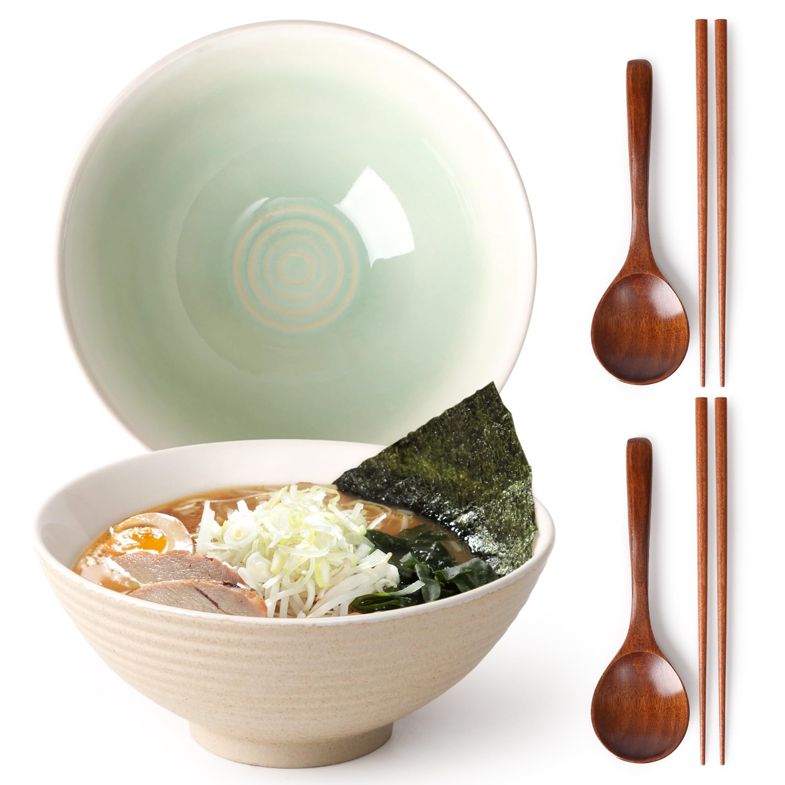 Snapklik.com : NUTRIUPS 8 Inch Ceramic Ramen Bowl Set Of 2 Pho Bowls ...