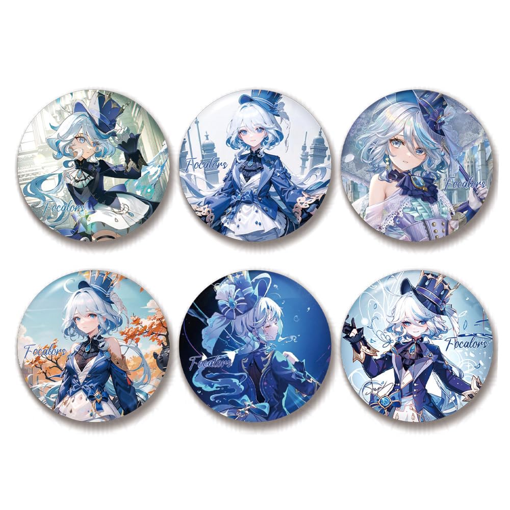 MayDee Genshin Furina Focalors Figure Tinplate Badge, 6 Piece Furina ...