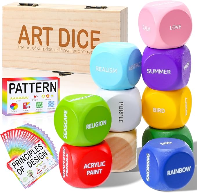 Amazon.com: Relaxgiant Inspiration Art Dice Set Include 10 Art Dice 16 ...