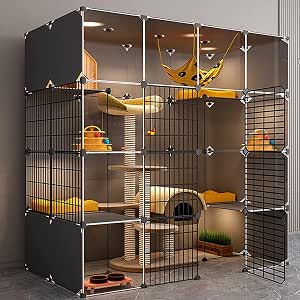 Amazon.com: Indoor Panoramic Cat Cage, HD Transparent Cattery DIY Large ...