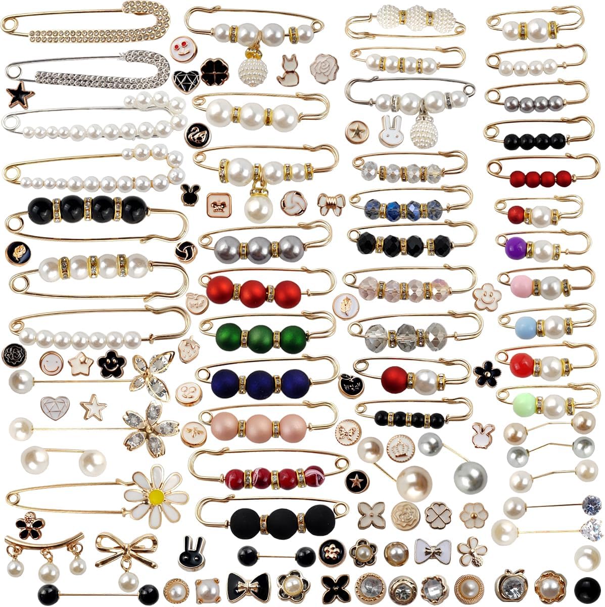 Amazon.com: TIHOOD 110PCS Pearl Brooch Pins Women Decorative Safety ...