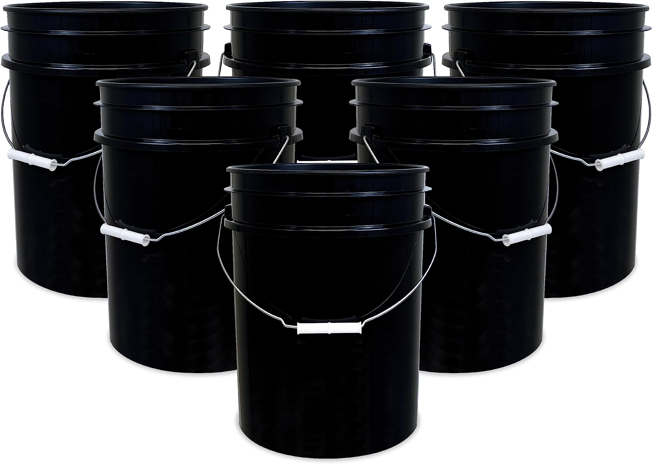 Amazon.com: 6 Pack | Premium 5 Gallon Bucket, Food Grade BPA Free HDPE ...