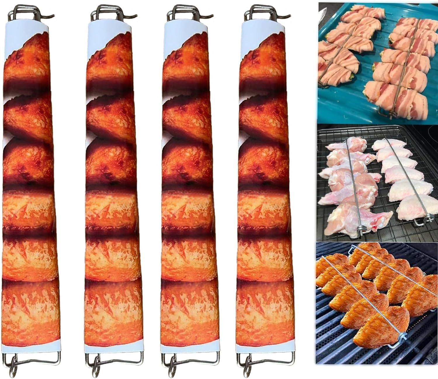 Snapklik.com : MQF 4 Pack Clamping Wing Rails For Grilling Chicken Wings
