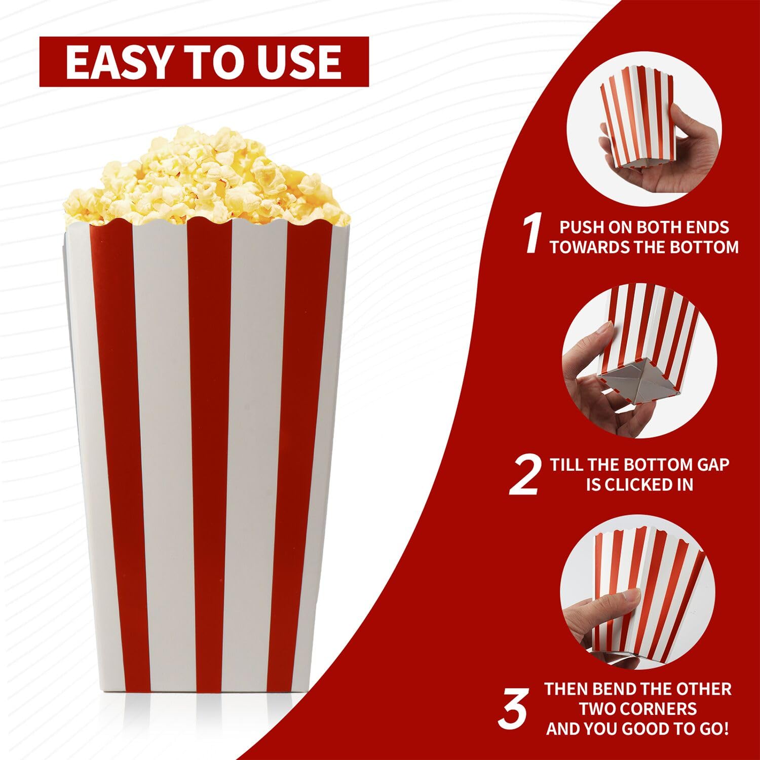 Snapklik.com : 40 Popcorn Boxes, Cardboard Popcorn Containers For ...