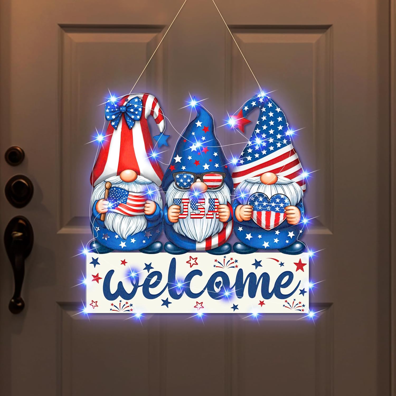 Amazon.com: Welcome Home Door Sign Lighted Patriotic Door Sign Welcome ...