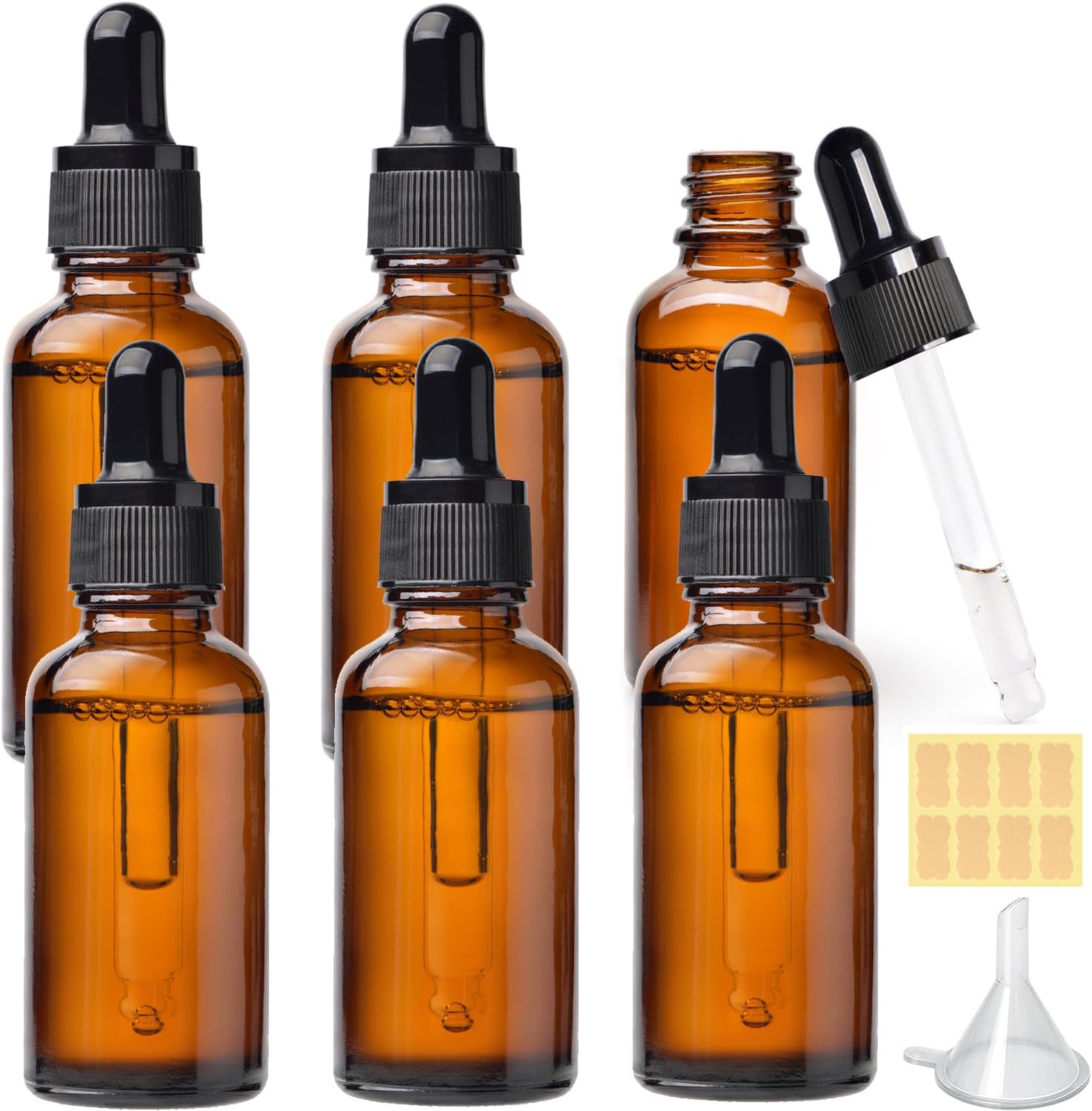 Amazon.com: LANBEAUTIFY 2 oz Glass Dropper Bottles - 6 Pack Eye Dropper Bottles with Funnels ...