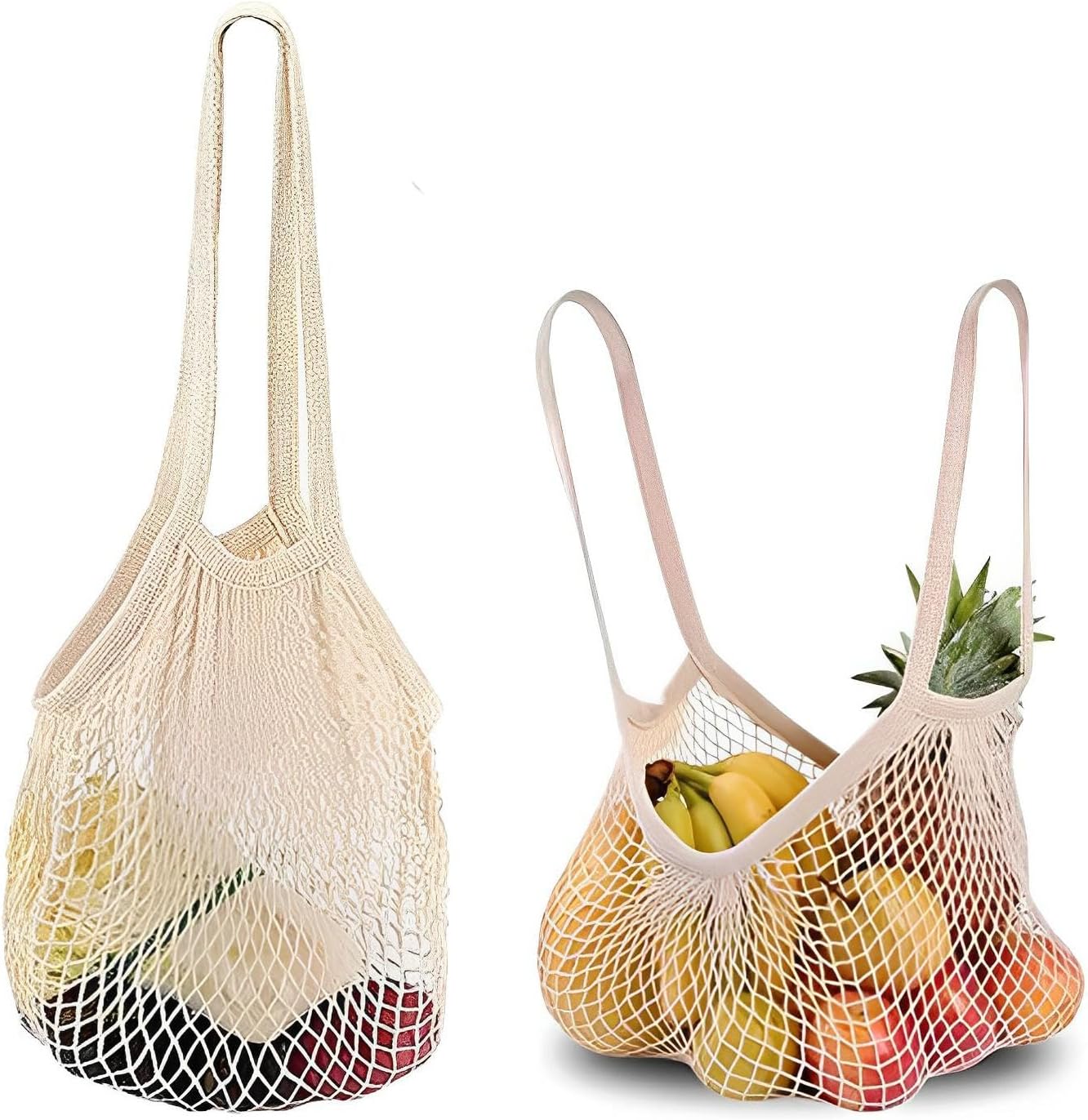 Reusable Grocery Bags Mesh Beach Bag Cotton Net Shopping String Bags (3 ...
