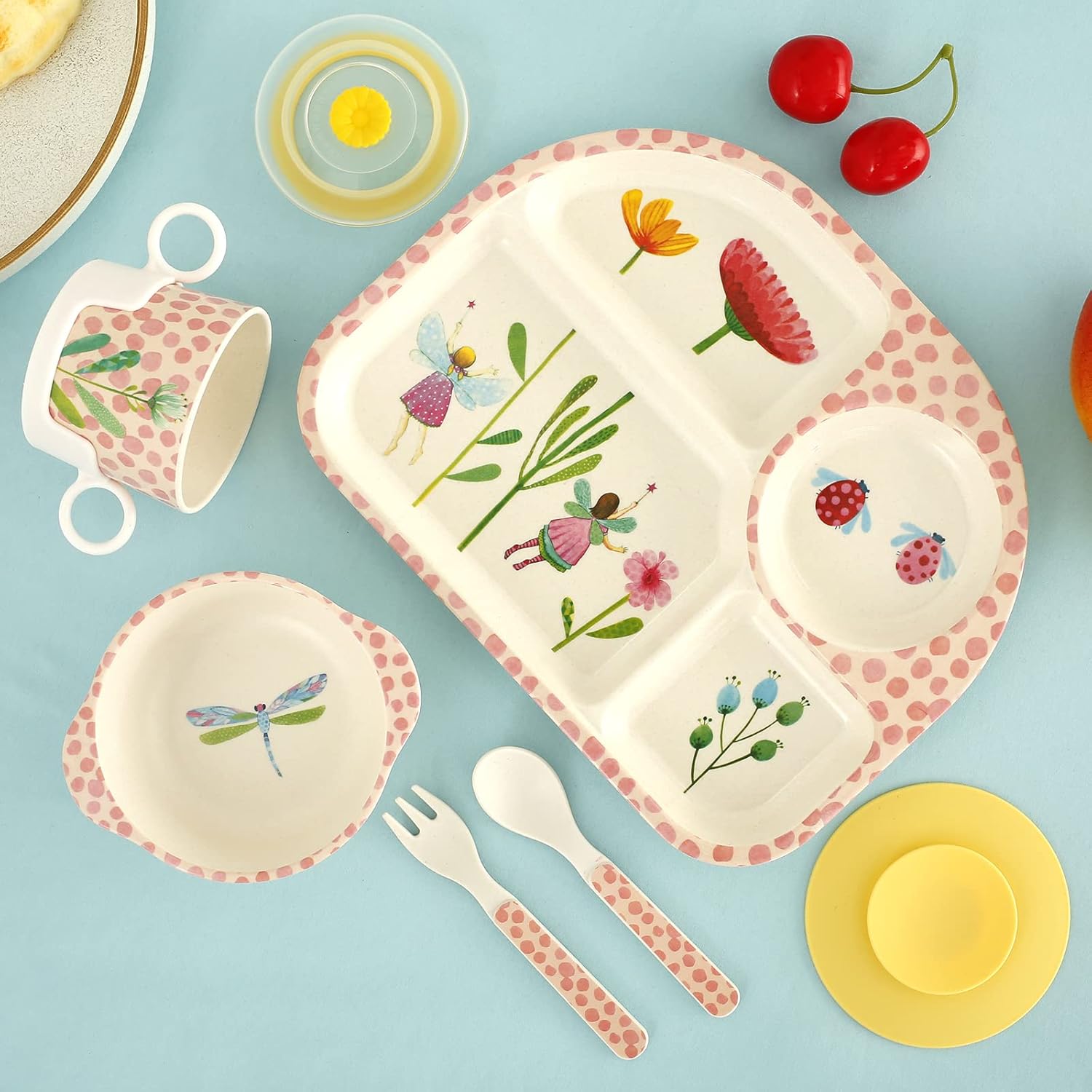 5Pcs Children Dinnerware Set Dish Set Cartoon Kids Plate and Bowl Set ...