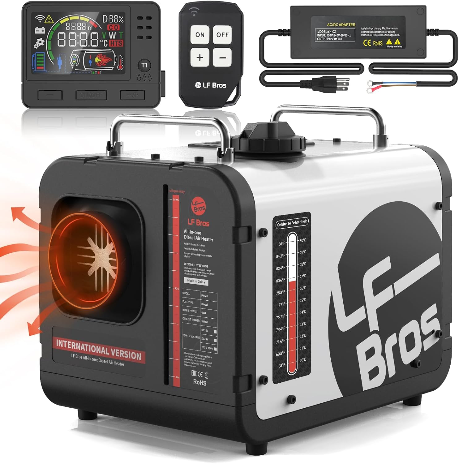 LF Bros 110V/12V/24V 5KW Diesel Heater, All-in-One 5L Air Diesel ...