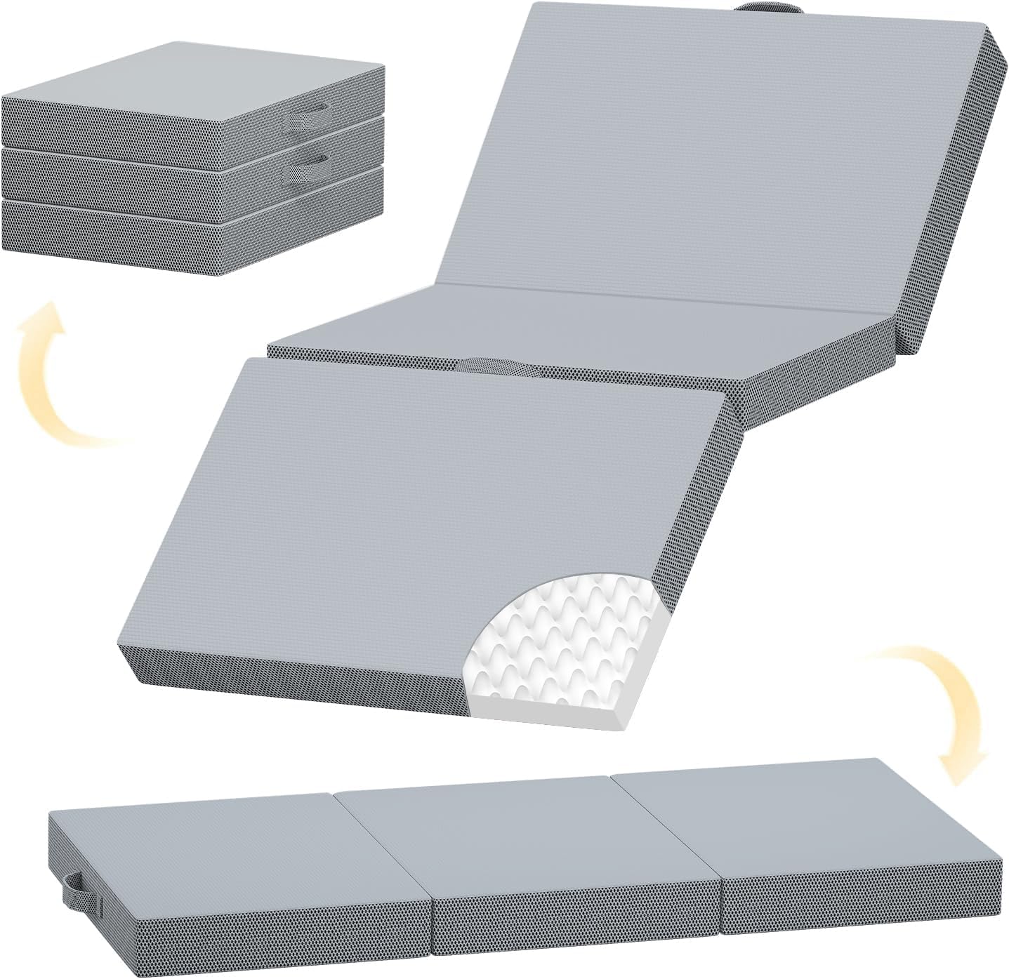 Amazon｜RASIK マットレス 3つ折り セミシングル グレー 厚さ10cm 折り畳み 高反発 プロファイルウレタン カバー洗濯可能 ALFIL アルフィル｜折りたたみマットレス オンライン通販