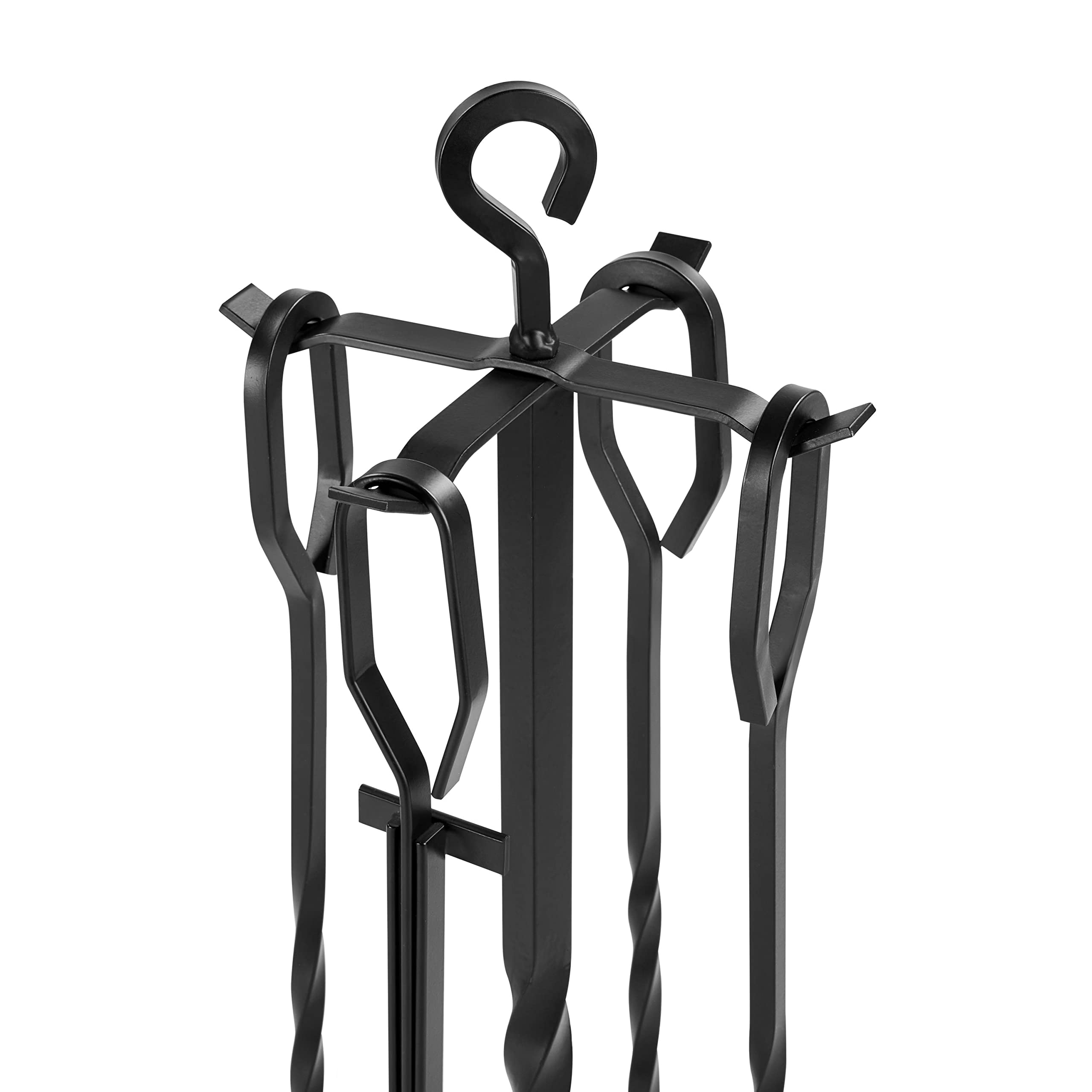 Yaheetech 5 Pieces Fireplace Tools Set Black, 32 Inch Wrought Iron Fire ...
