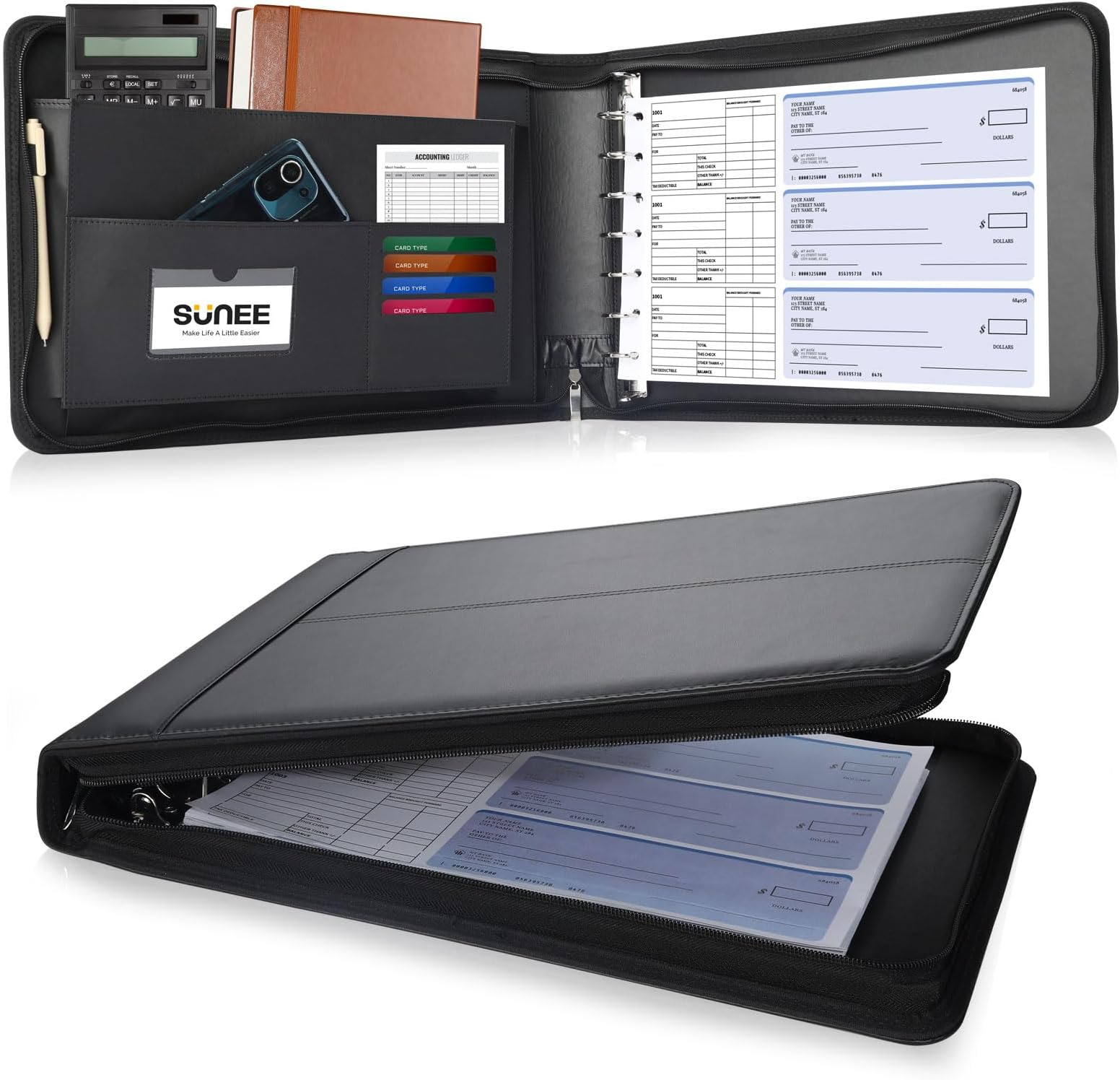 Amazon.com : 7 Ring Business Check Book Binder, 600 Checks Capacity for ...