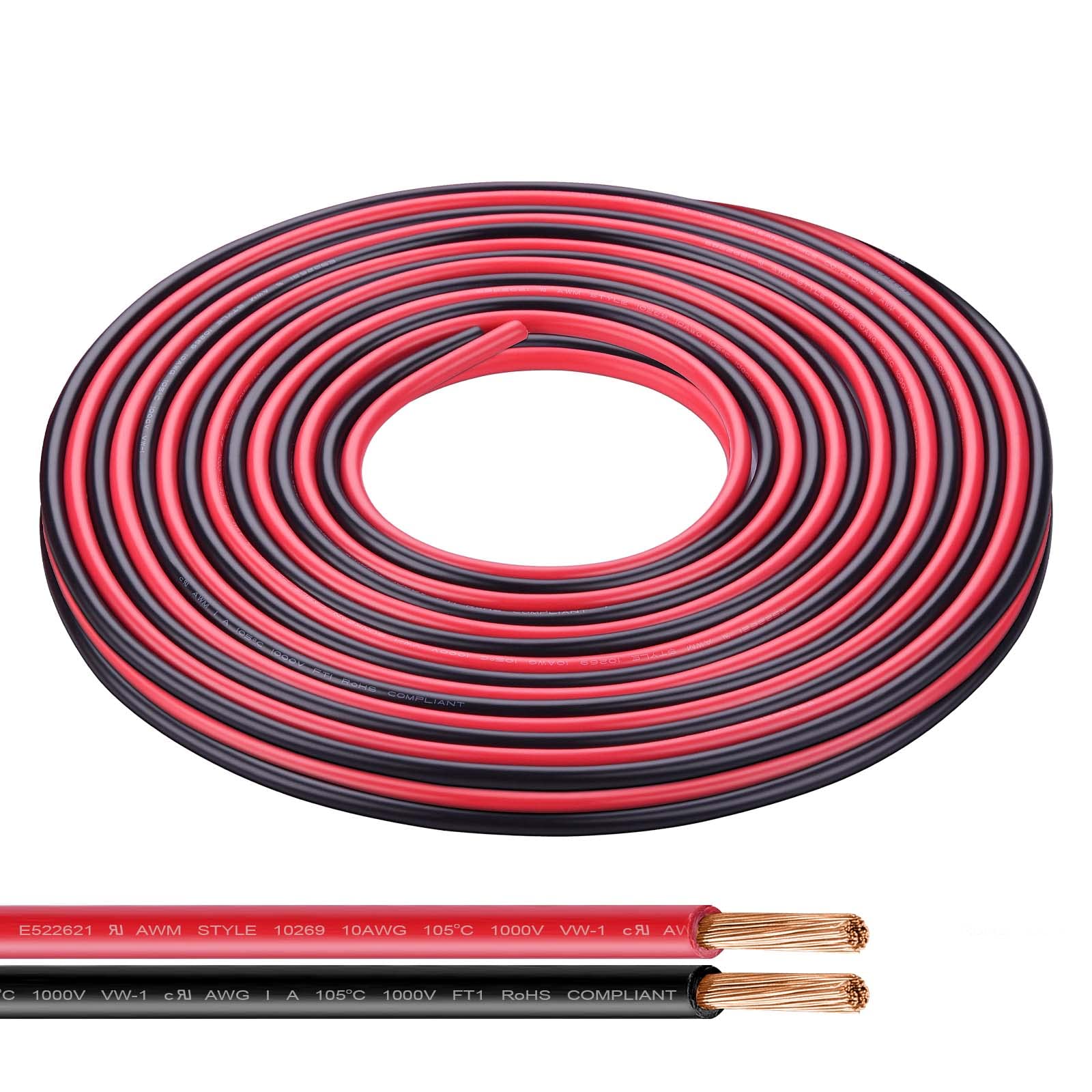 Snapklik.com : Flexible 10 Gauge Wire 30 Feet Stranded Oxygen Free ...