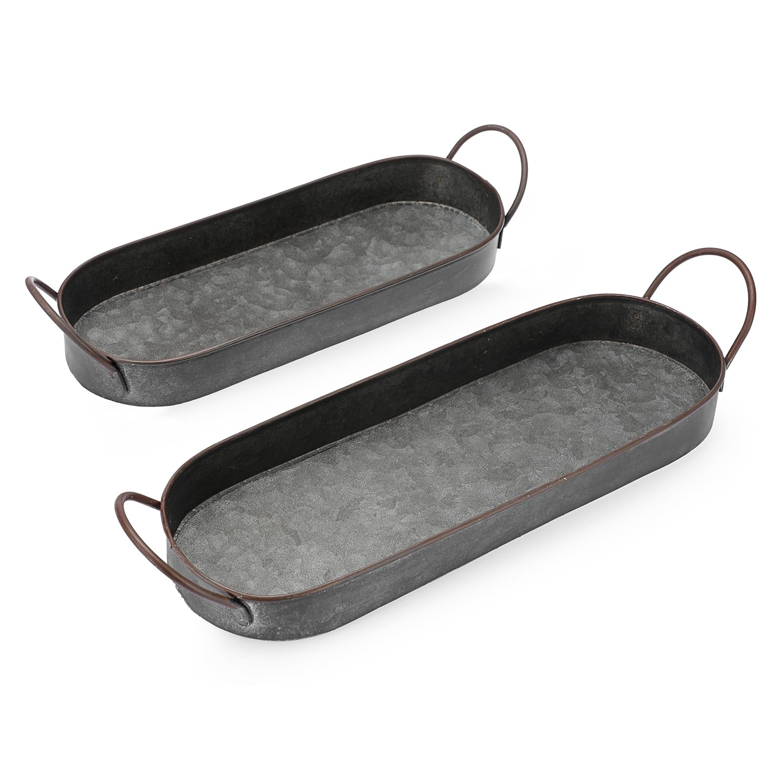 BSTKEY 2 Sizes Oval Metal Iron Serving Tray Countertop Platter with ...