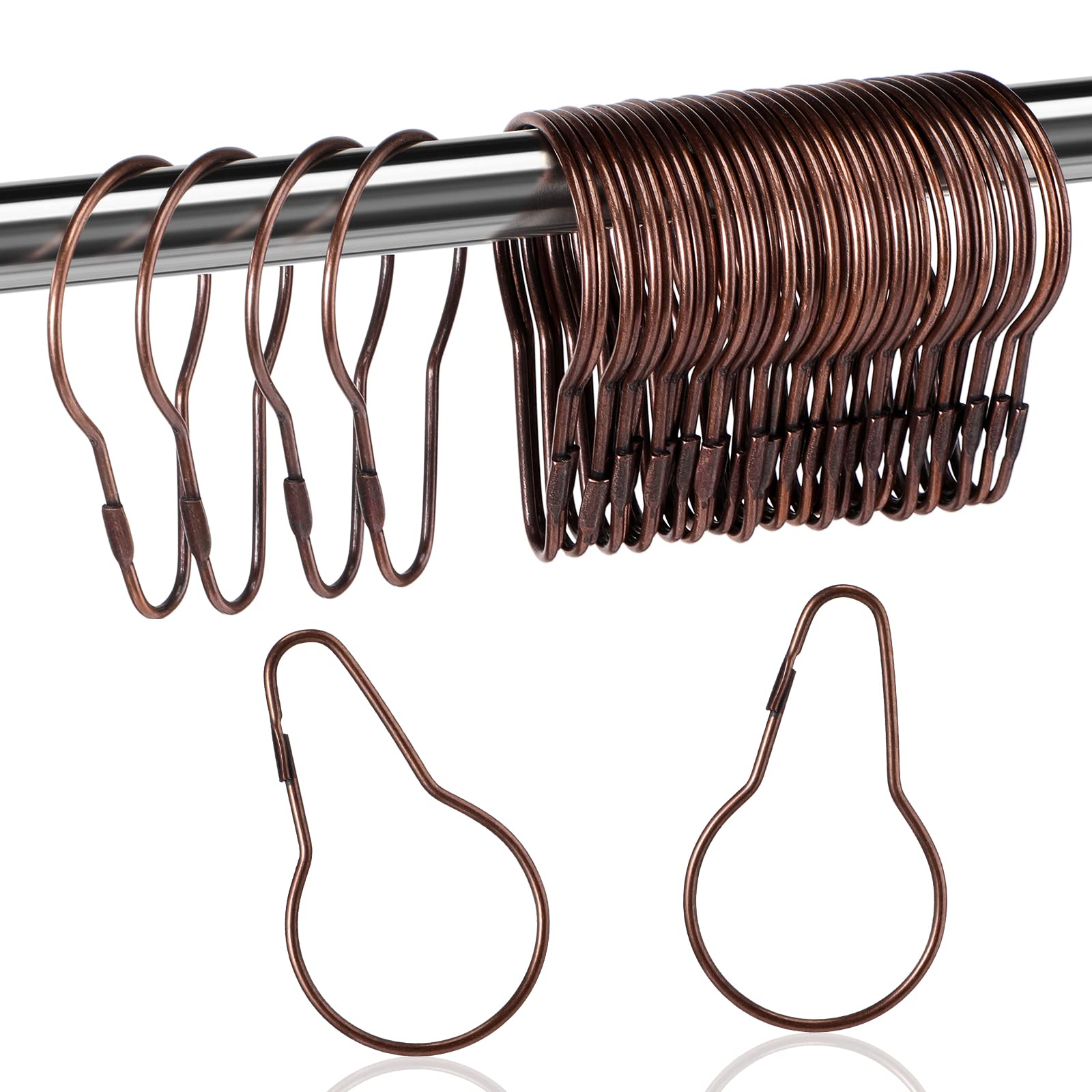 Amazon.com: 60 Pieces Metal Shower Curtain Hooks Hanging Shower Clips ...