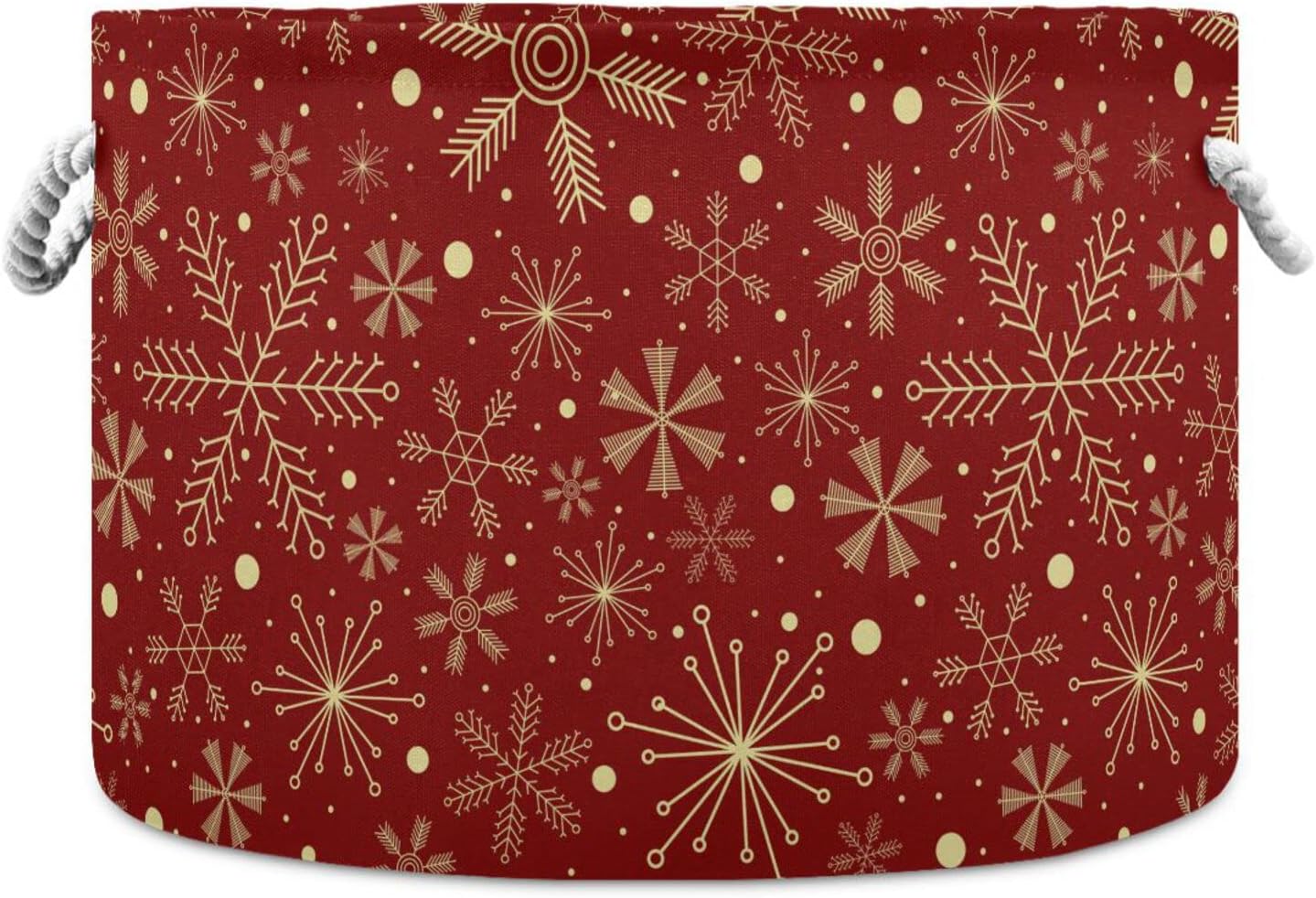Amazon.com: Large Storage Basket Christmas Snowflakes on Dark Red Toy ...