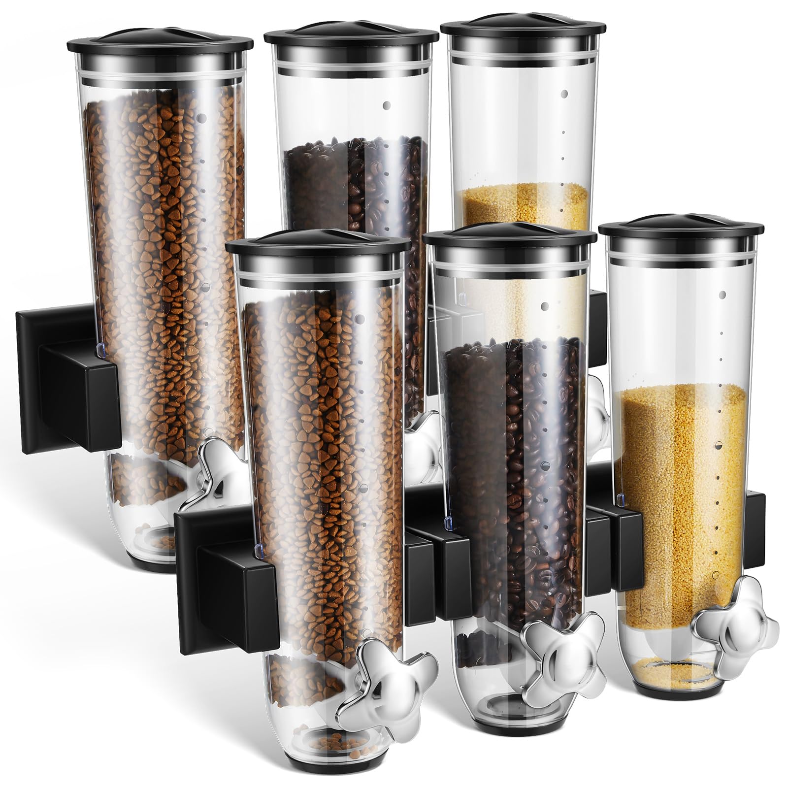 Umigy Cereal Dispenser Wall Mounted Triple Dry Food Dispenser Snack ...