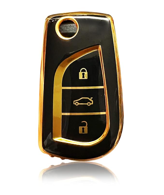 E-GENERIX® Piano Finish Golden Borders TPU Key Cover Compatible with ...