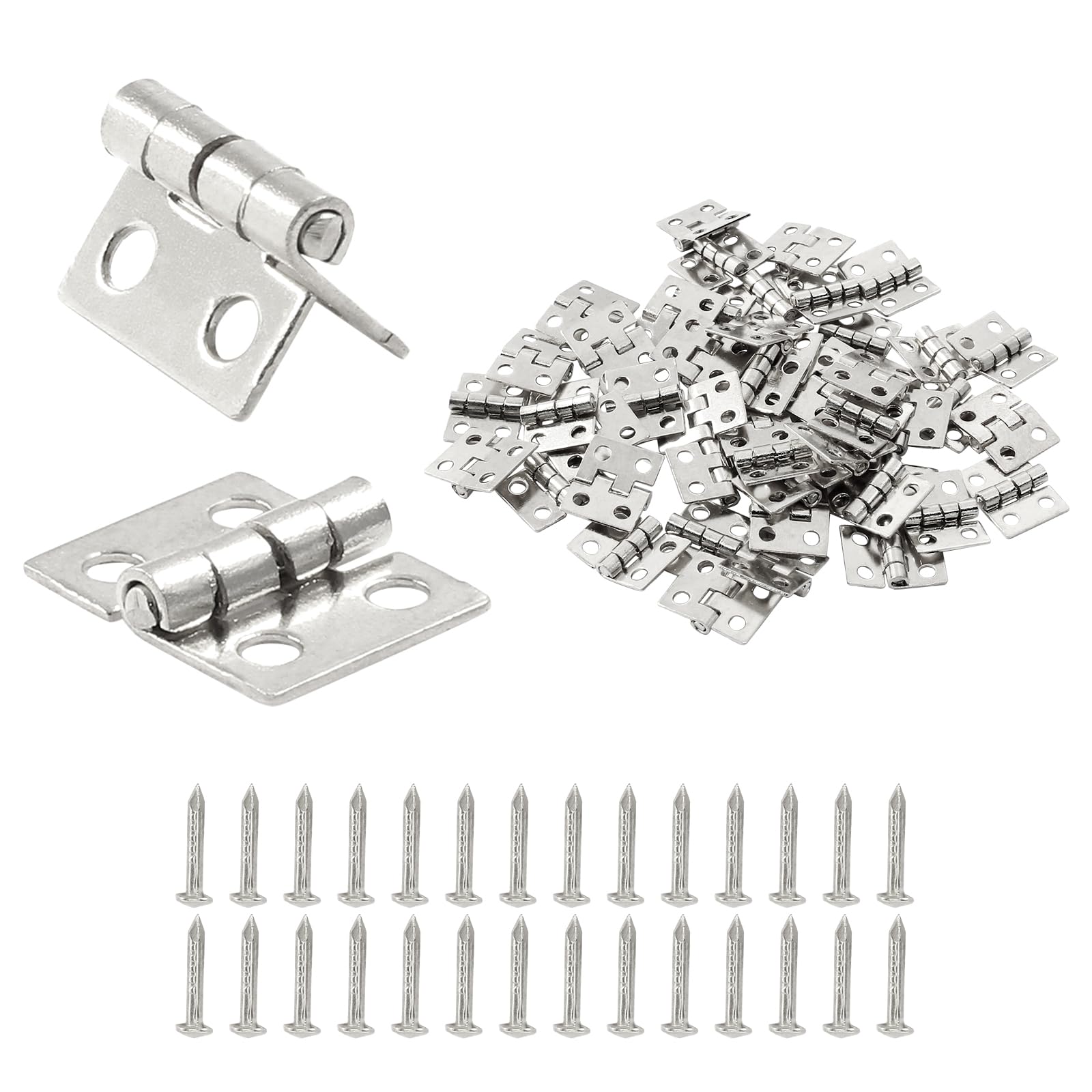 Murtenze 50PCS Silver Mini Brass Hinges for Decoration, 10 x 8mm Tiny ...