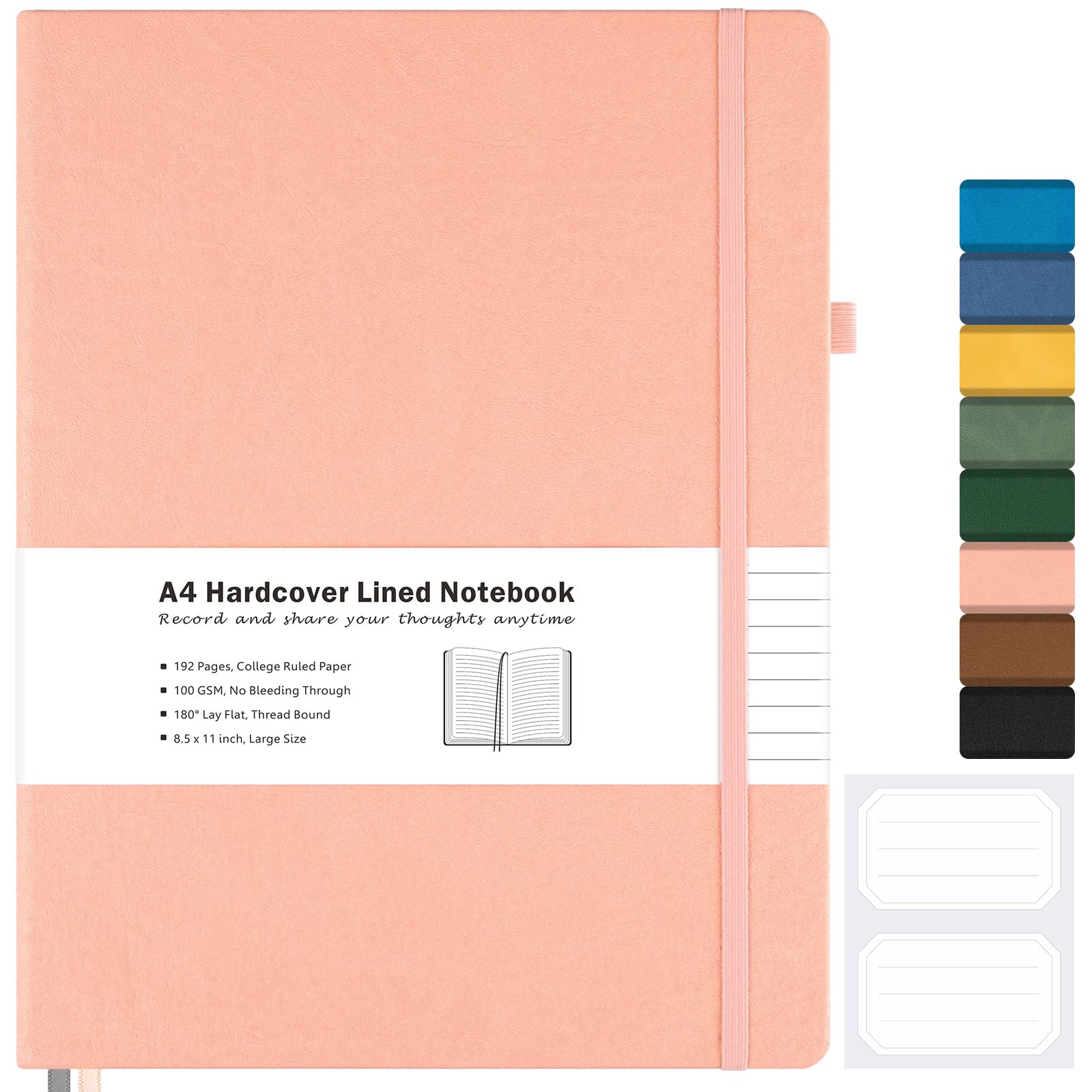 Amazon.com : College Ruled Notebook, A4 Hardcover Leather Notebook for ...
