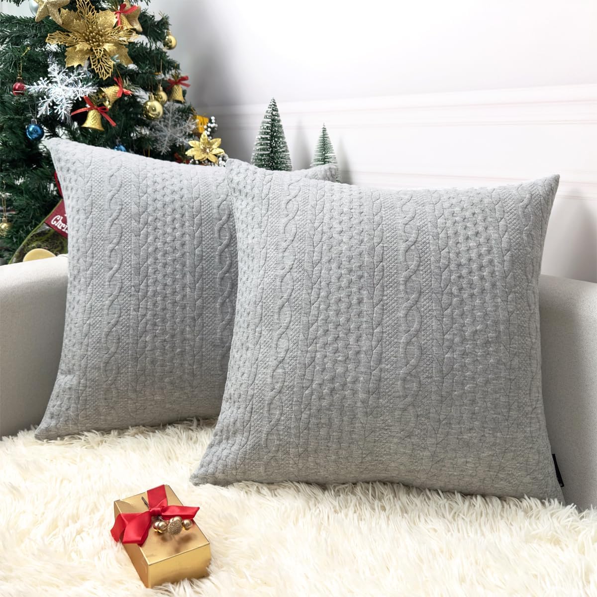 Amazon.com: Booque Valley Light Grey Pillow Covers, Pack of 2 Super ...