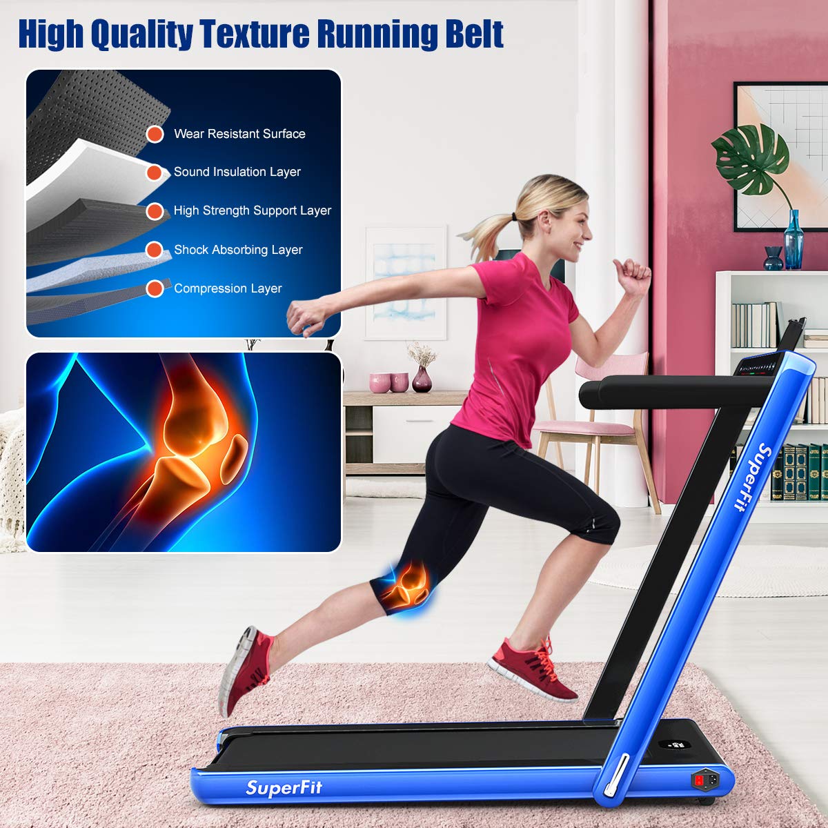 GYMAX 2 in 1 Under Desk Treadmill, 2.25HP Folding Running Walking ...