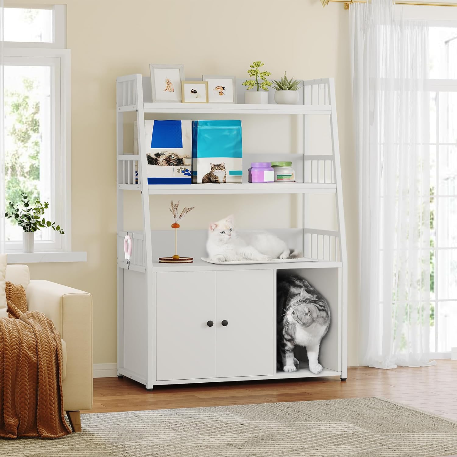 Cat Litter Box Furniture With Storage YITAHOME Modern Cat Tree With ...