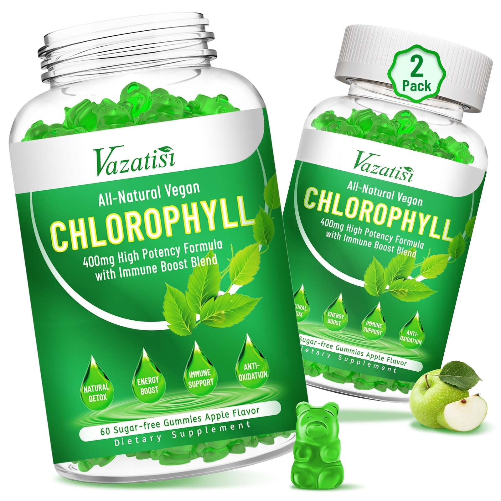 Amazon.com: 2 Pack Chlorophyll Gummies 400 mg with Ashwagandha Vitamin ...