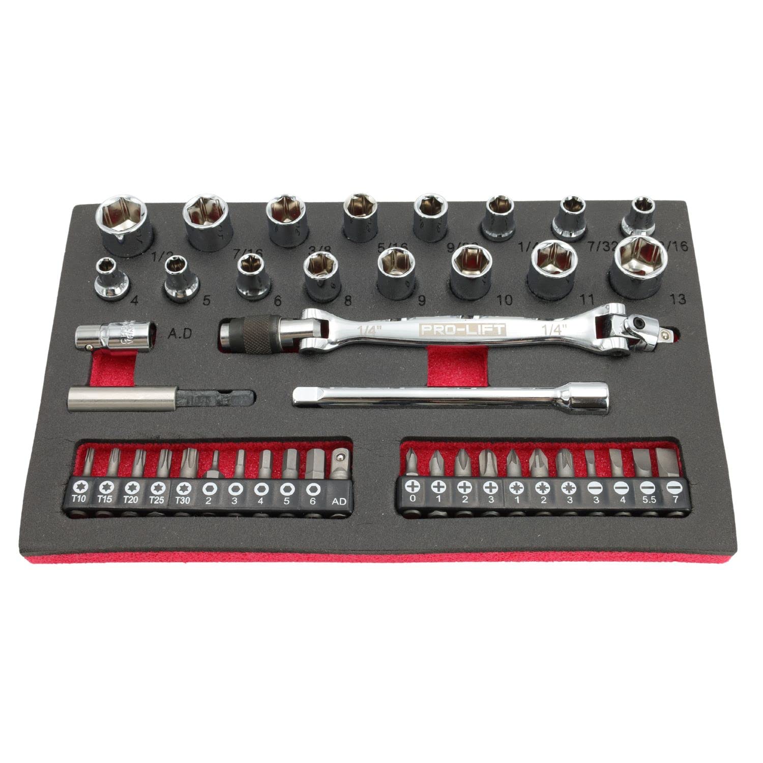 Pro-Lift 42-Piece Socket Set - Packed with Multi Functional Handle Bits ...