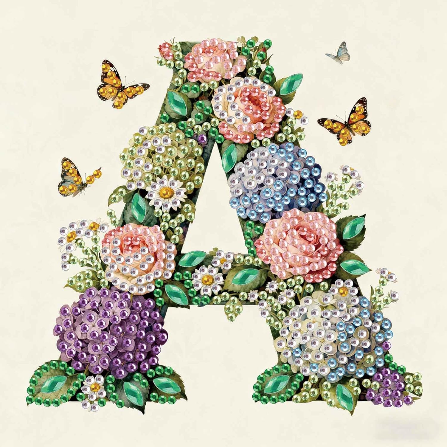 Amazon.com: antor 5D Diamond Art Kit for Adults Letter A, Flower ...