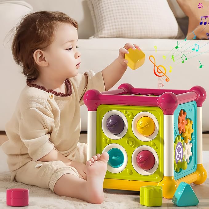 Amazon.com: PANITU Baby Activity Cube Montessori Toys for 1 Year Old ...