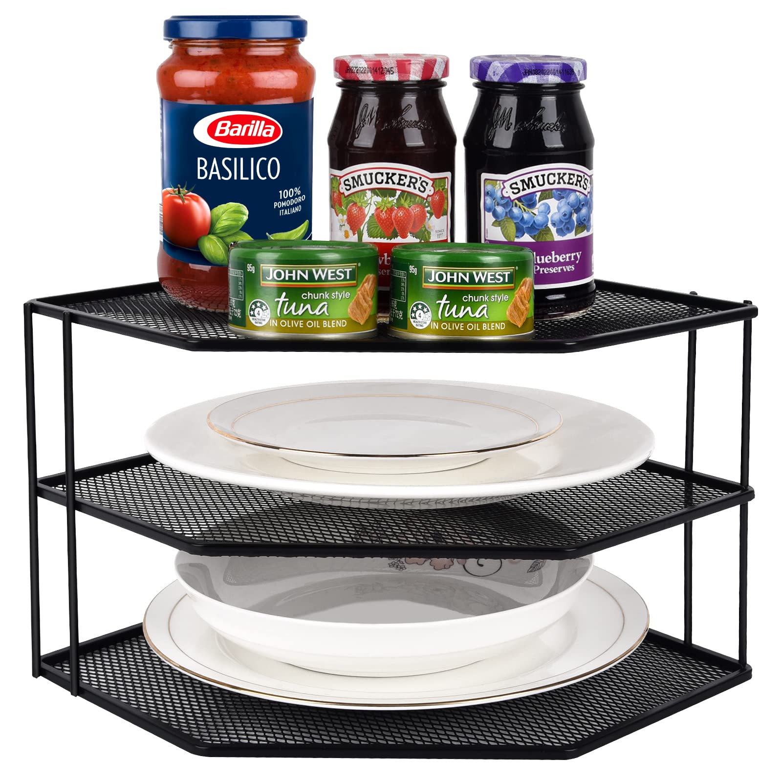 Buy yaenoei Mesh 3-Tier Corner Shelf Counter and Cabinet Organizer ...