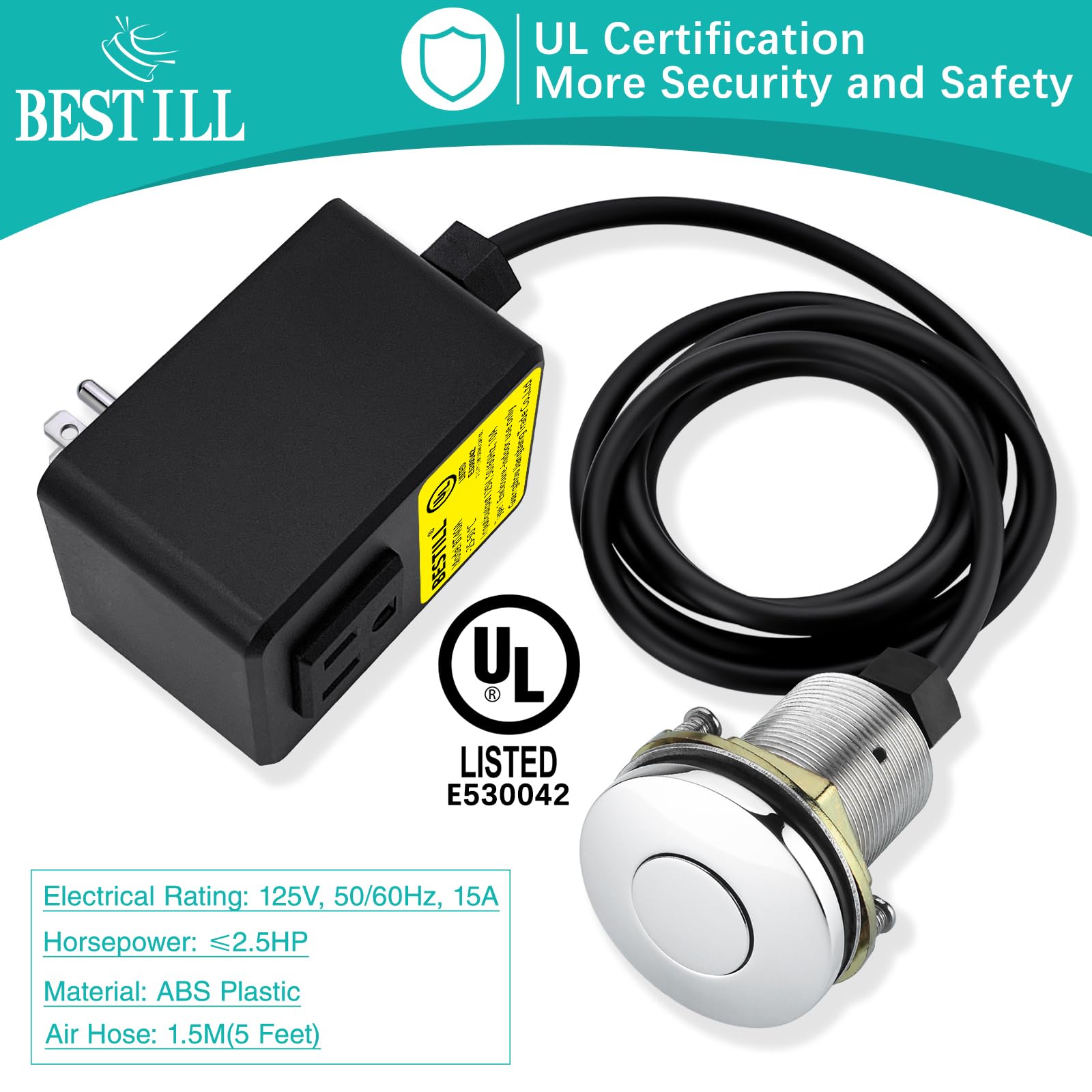 Snapklik.com : Garbage Disposal Air Switch Kit, UL Listed, Stainless ...