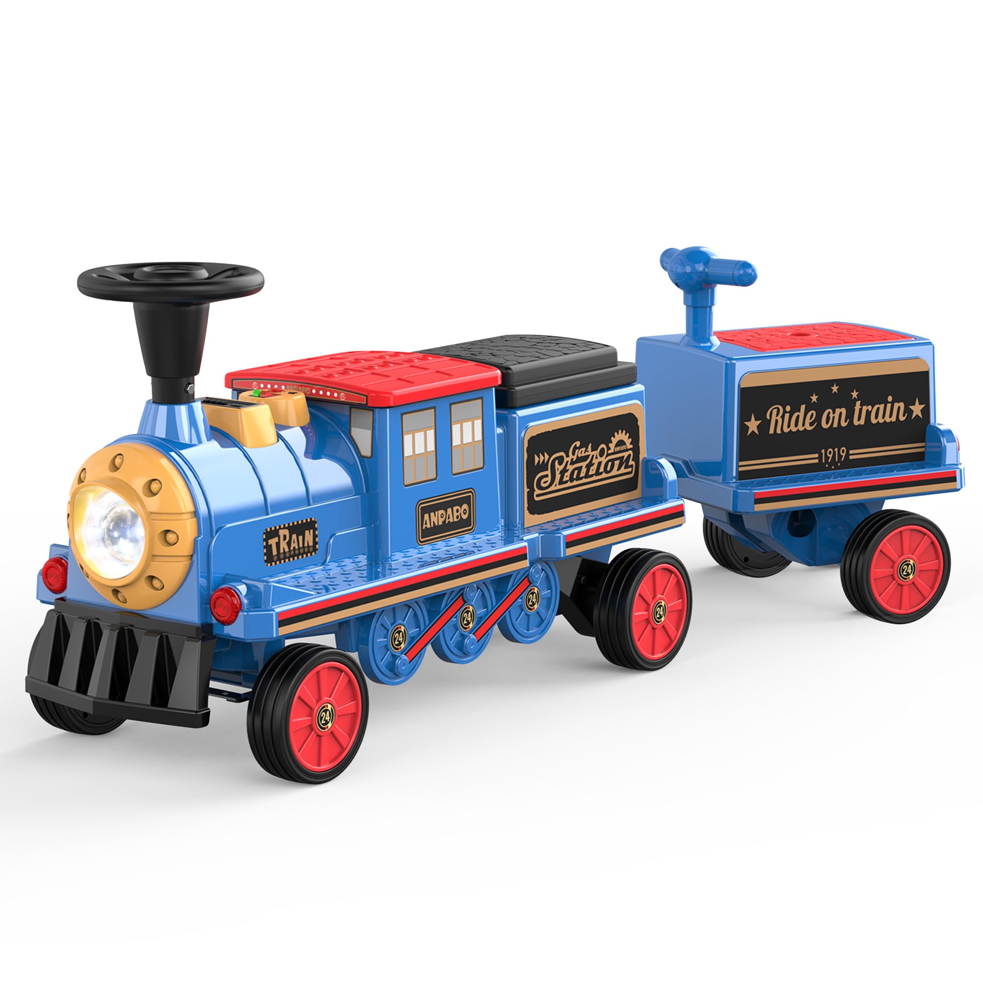 Amazon.com: ANPABO Ride On Train Set Trackless, Include 1 Locomotive ...