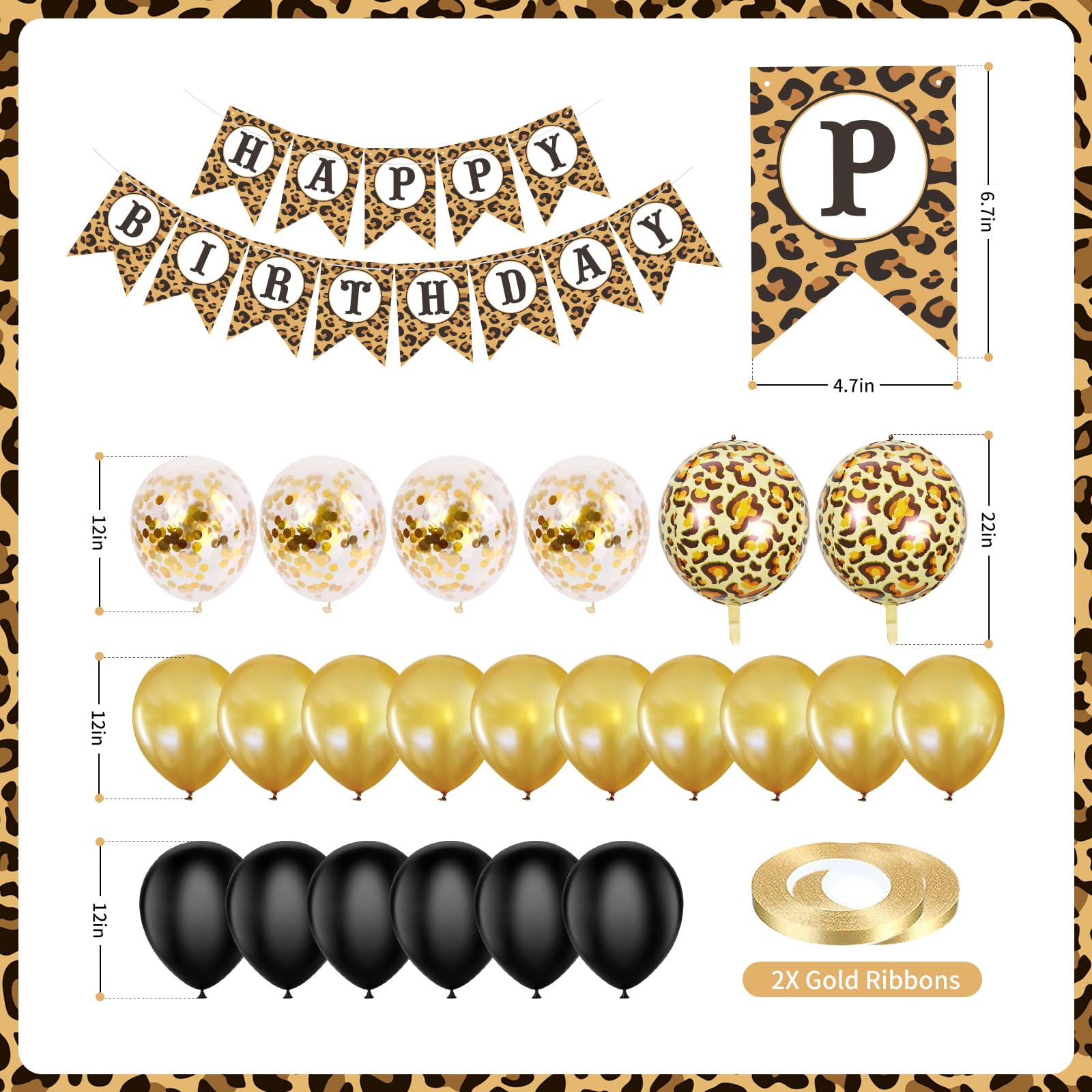 Snapklik.com : Marwey Cheetah Print Birthday Decorations - 25 Pcs ...