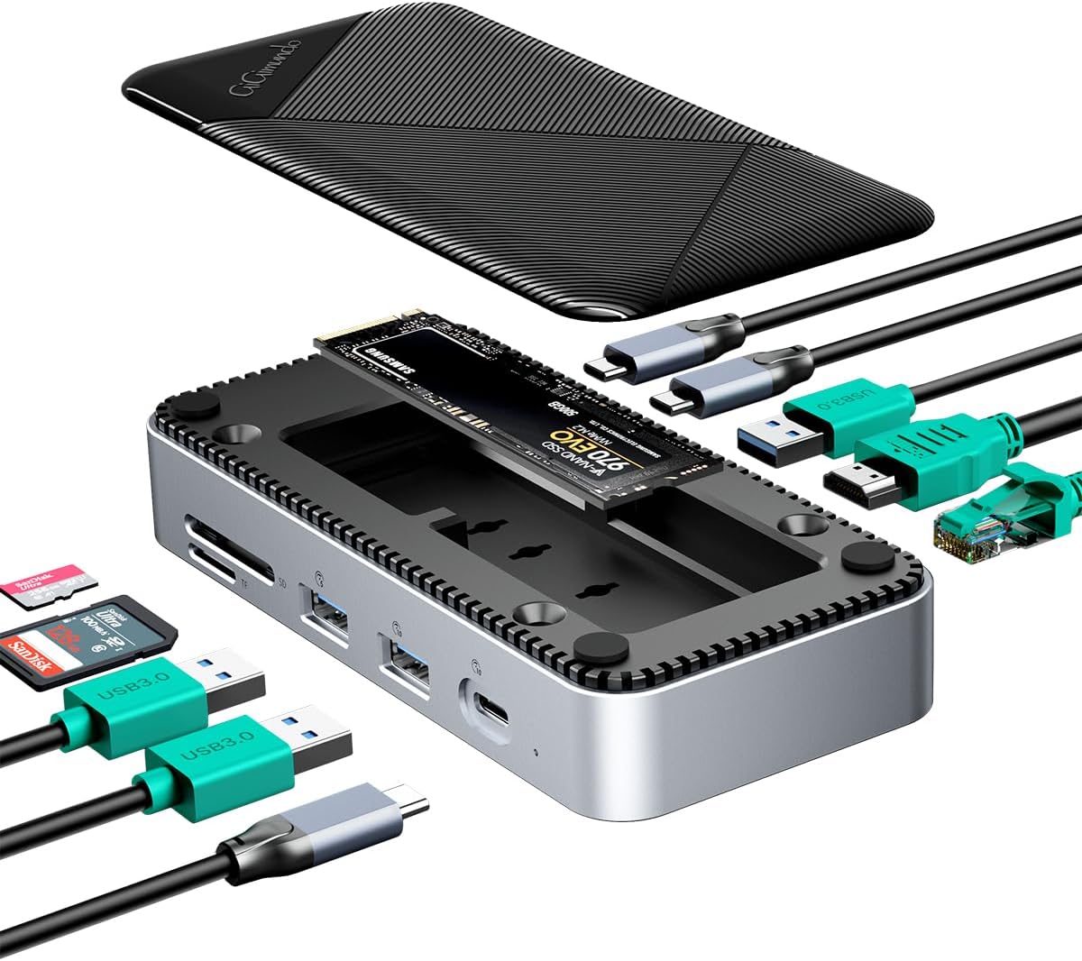 GiGimundo M.2 NVMe SSD Enclosure Docking Station - 10Gbps Hub, USB-C ...
