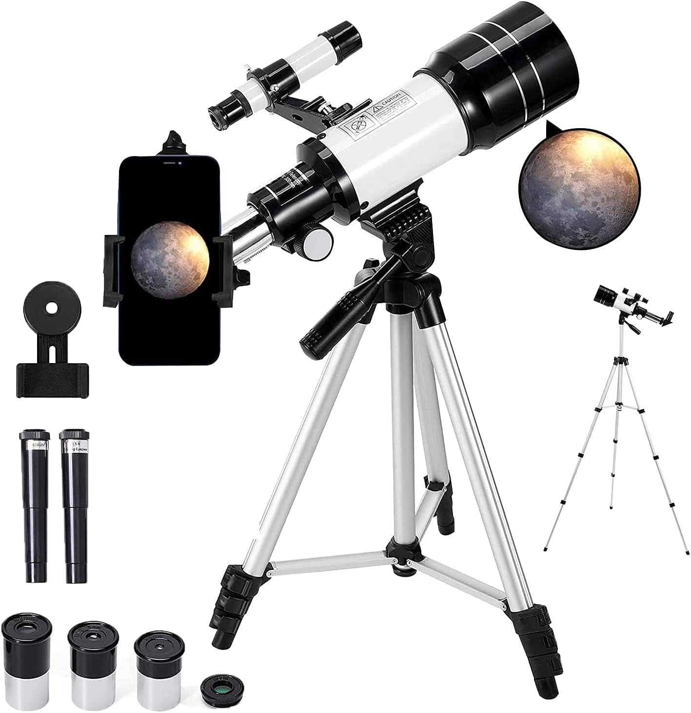 AUOK Astronomical Telescope, 70mm Aperture 300mm Focal Length Refractor ...