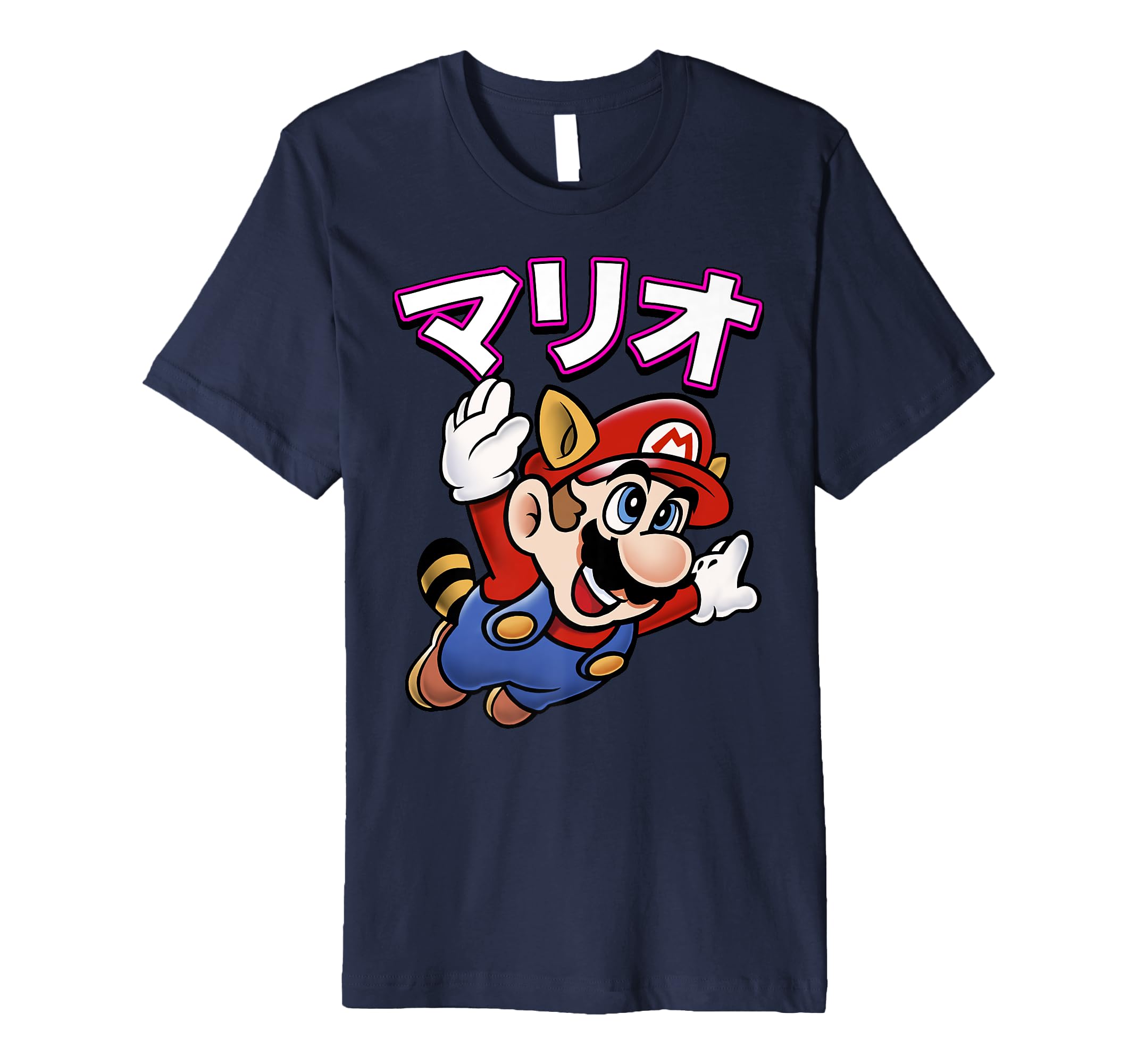 Amazon.com: Nintendo Super Mario Raccoon Kanji Premium T-Shirt Premium ...