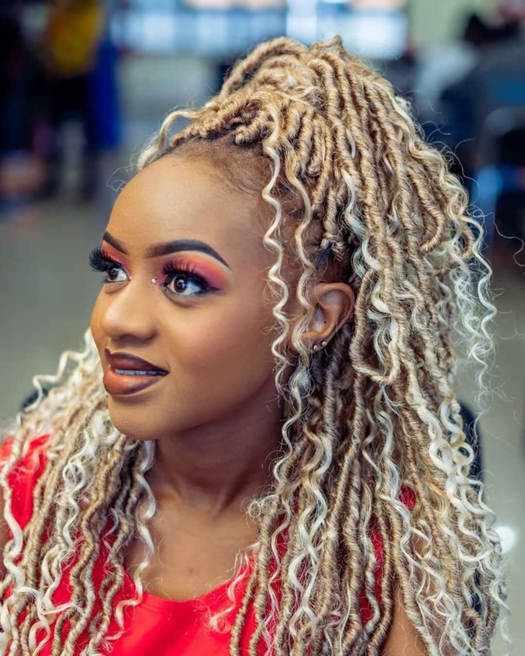 Amazon.com : Curly Faux Locs Crochet Hair 8 Packs 10 Inch Short Goddess ...