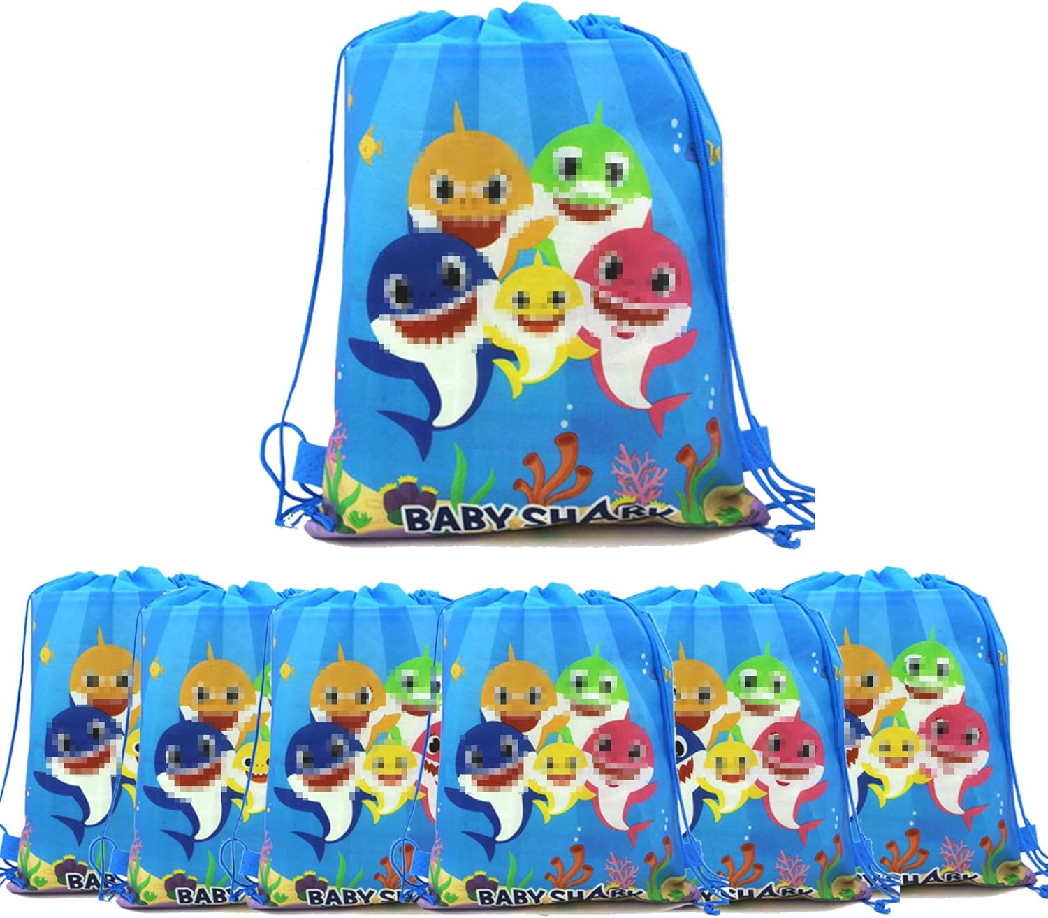 Amazon.com: 12pcs Blue Shark Drawstring Backpack Bags, Cute Shark Gift ...